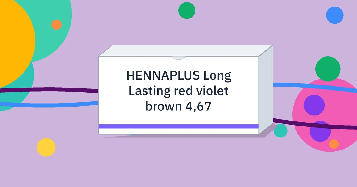 Symbolbild: Packung mit der Aufschrift HENNAPLUS Long Lasting red violet brown 4,67 (PZN 00100279) – Verfügbarkeit und Bezug in Apotheken in Frankfurt am Main