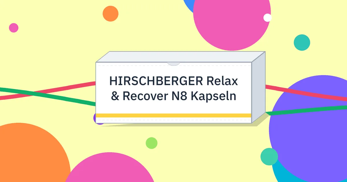 Symbolbild: Packung mit der Aufschrift HIRSCHBERGER Relax & Recover N8 Kapseln (PZN 16885727) – Verfügbarkeit und Bezug in Apotheken in Frankfurt am Main