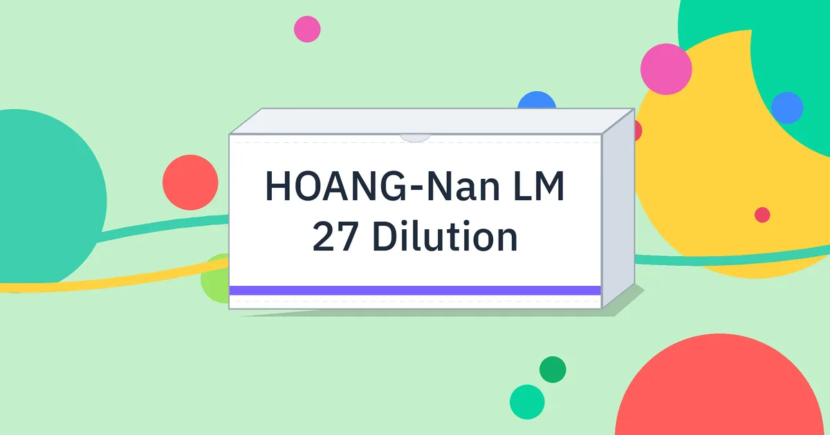 Symbolbild: Packung mit der Aufschrift HOANG-Nan LM 27 Dilution (PZN 12889444) – Verfügbarkeit und Bezug in Apotheken in Frankfurt am Main