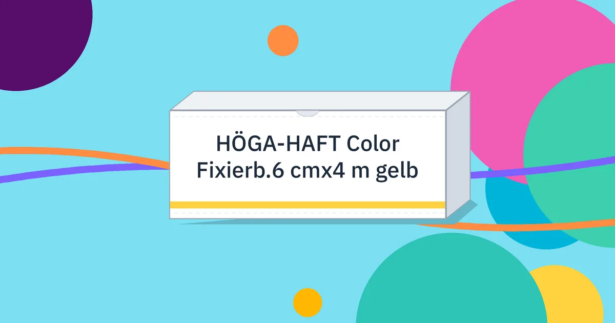 Symbolbild: Packung mit der Aufschrift HÖGA-HAFT Color Fixierb.6 cmx4 m gelb (PZN 10933112) – Verfügbarkeit und Bezug in Apotheken in Frankfurt am Main