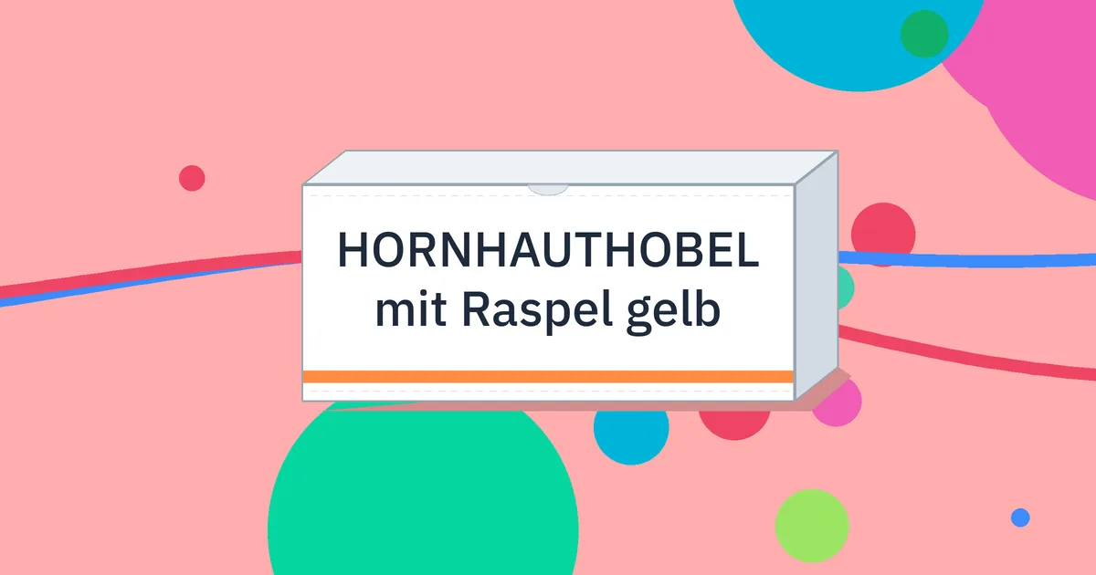 Symbolbild: Packung mit der Aufschrift HORNHAUTHOBEL mit Raspel gelb (PZN 01525779) – Verfügbarkeit und Bezug in Apotheken in Frankfurt am Main