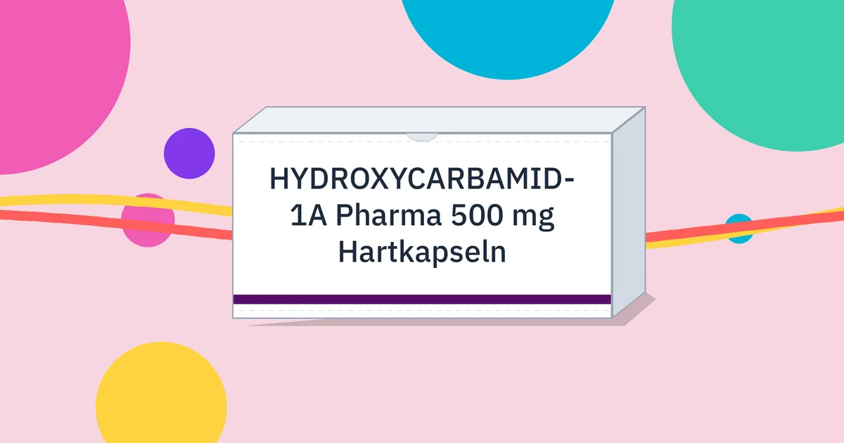 Symbolbild: Packung mit der Aufschrift HYDROXYCARBAMID-1A Pharma 500 mg Hartkapseln (PZN 09071929) – Verfügbarkeit und Bezug in Apotheken in Frankfurt am Main