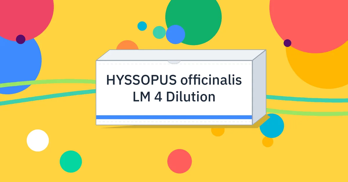 Symbolbild: Packung mit der Aufschrift HYSSOPUS officinalis LM 4 Dilution (PZN 13558057) – Verfügbarkeit und Bezug in Apotheken in Frankfurt am Main