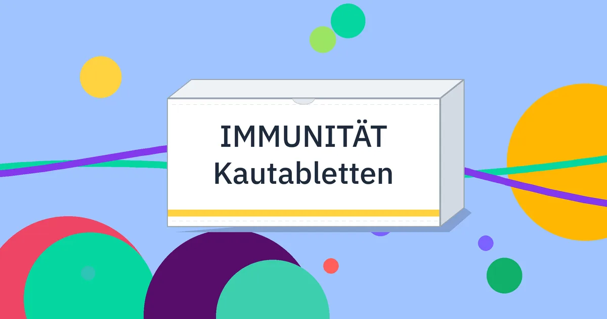 Symbolbild: Packung mit der Aufschrift IMMUNITÄT Kautabletten (PZN 20779669) – Verfügbarkeit und Bezug in Apotheken in Frankfurt am Main
