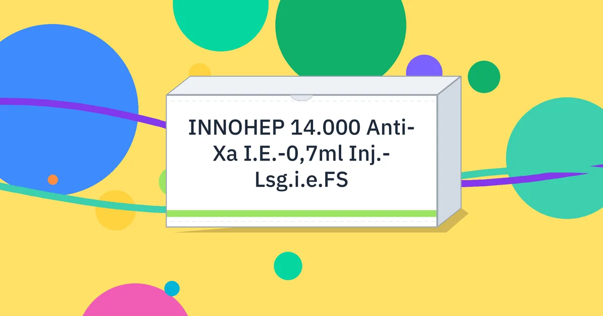 Symbolbild: Packung mit der Aufschrift INNOHEP 14.000 Anti-Xa I.E.-0,7ml Inj.-Lsg.i.e.FS (PZN 17578631) – Verfügbarkeit und Bezug in Apotheken in Frankfurt am Main