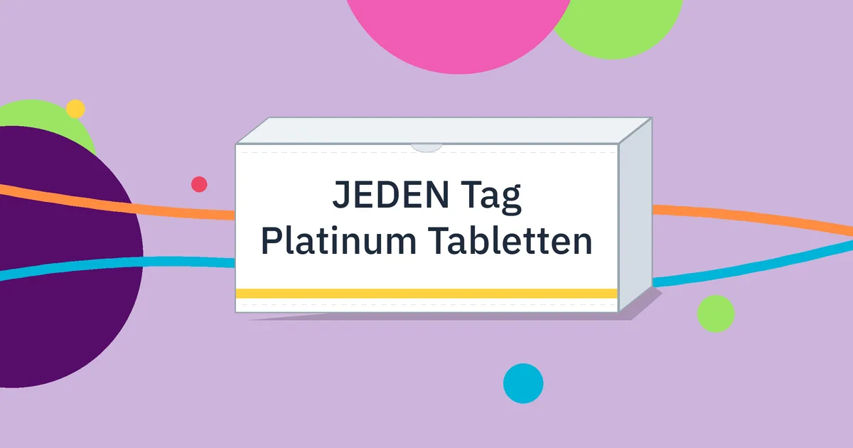 Symbolbild: Packung mit der Aufschrift JEDEN Tag Platinum Tabletten (PZN 17965339) – Verfügbarkeit und Bezug in Apotheken in Frankfurt am Main