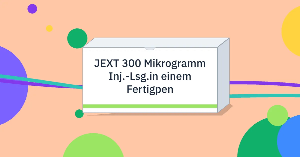 Symbolbild: Packung mit der Aufschrift JEXT 300 Mikrogramm Inj.-Lsg.in einem Fertigpen (PZN 10111083) – Verfügbarkeit und Bezug in Apotheken in Frankfurt am Main