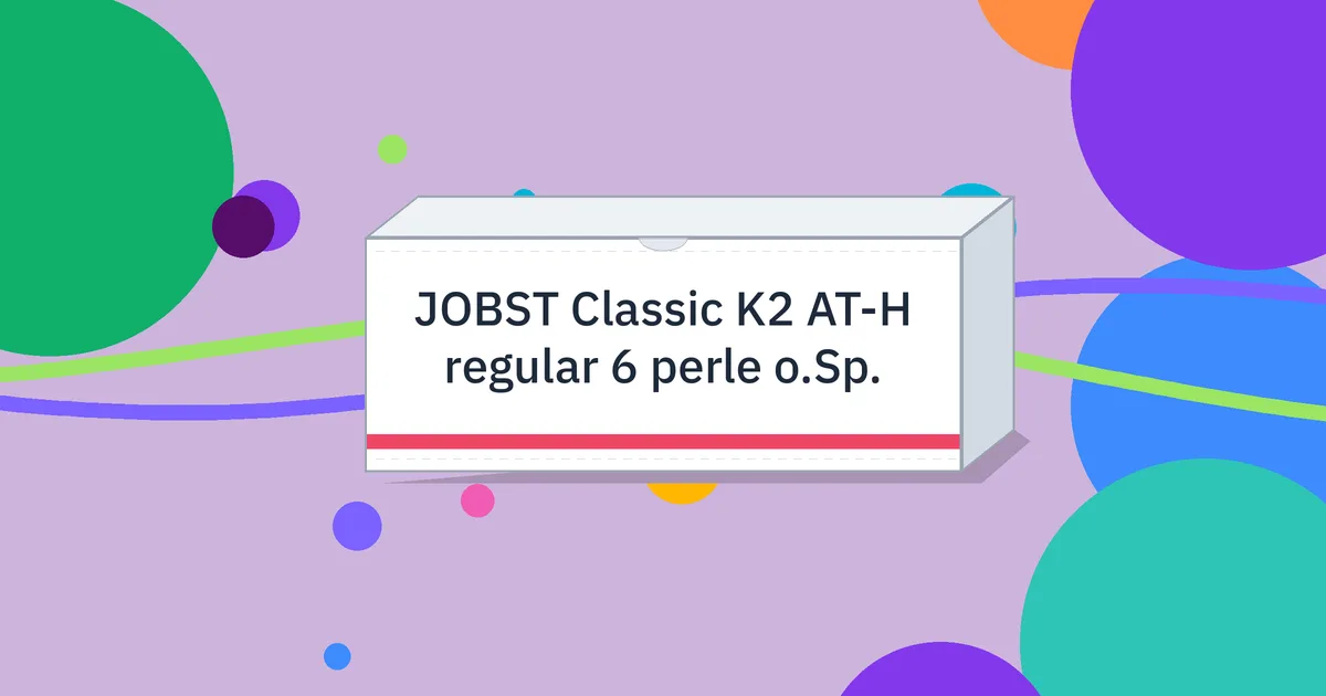 Symbolbild: Packung mit der Aufschrift JOBST Classic K2 AT-H regular 6 perle o.Sp. (PZN 13160030) – Verfügbarkeit und Bezug in Apotheken in Frankfurt am Main