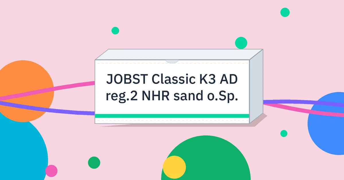 Symbolbild: Packung mit der Aufschrift JOBST Classic K3 AD reg.2 NHR sand o.Sp. (PZN 13071183) – Verfügbarkeit und Bezug in Apotheken in Frankfurt am Main