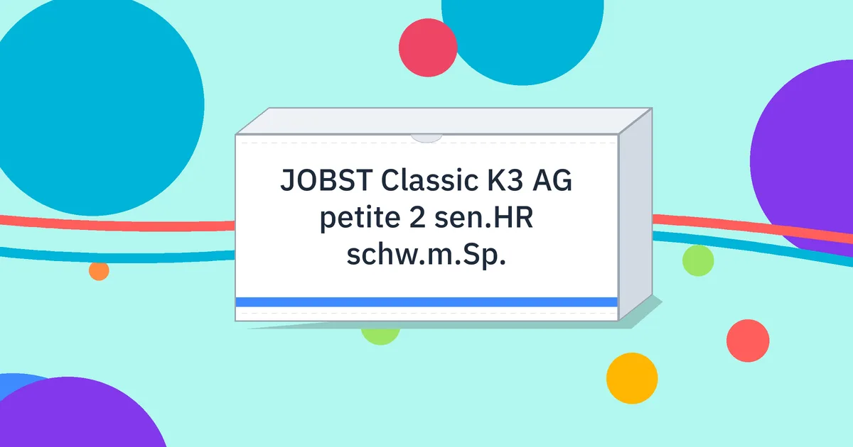Symbolbild: Packung mit der Aufschrift JOBST Classic K3 AG petite 2 sen.HR schw.m.Sp. (PZN 17956470) – Verfügbarkeit und Bezug in Apotheken in Frankfurt am Main