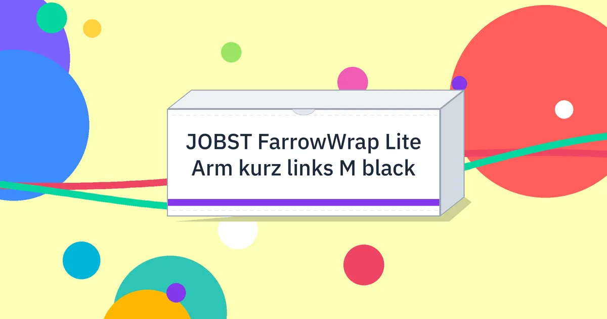 Symbolbild: Packung mit der Aufschrift JOBST FarrowWrap Lite Arm kurz links M black (PZN 13870056) – Verfügbarkeit und Bezug in Apotheken in Frankfurt am Main