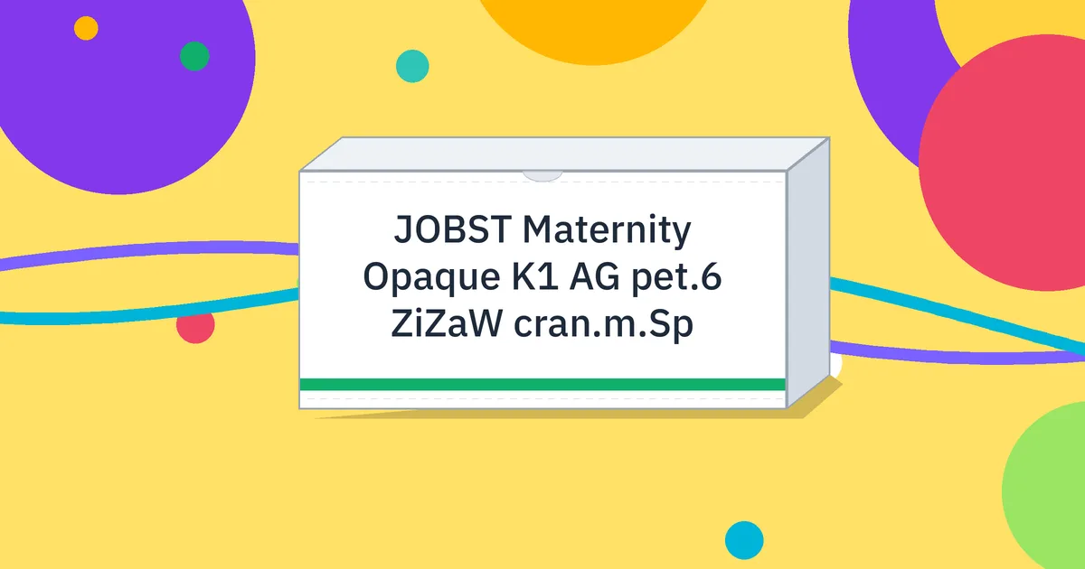 Symbolbild: Packung mit der Aufschrift JOBST Maternity Opaque K1 AG pet.6 ZiZaW cran.m.Sp (PZN 15857479) – Verfügbarkeit und Bezug in Apotheken in Frankfurt am Main