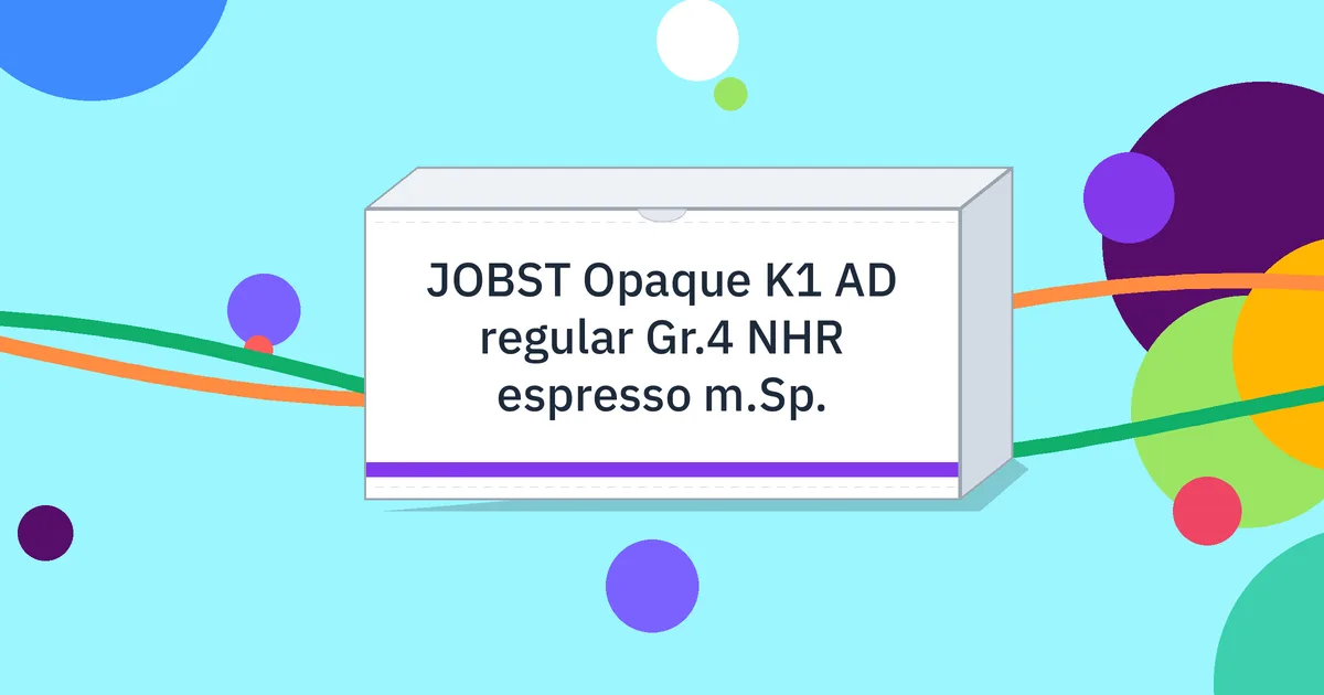 Symbolbild: Packung mit der Aufschrift JOBST Opaque K1 AD regular Gr.4 NHR espresso m.Sp. (PZN 16263322) – Verfügbarkeit und Bezug in Apotheken in Frankfurt am Main