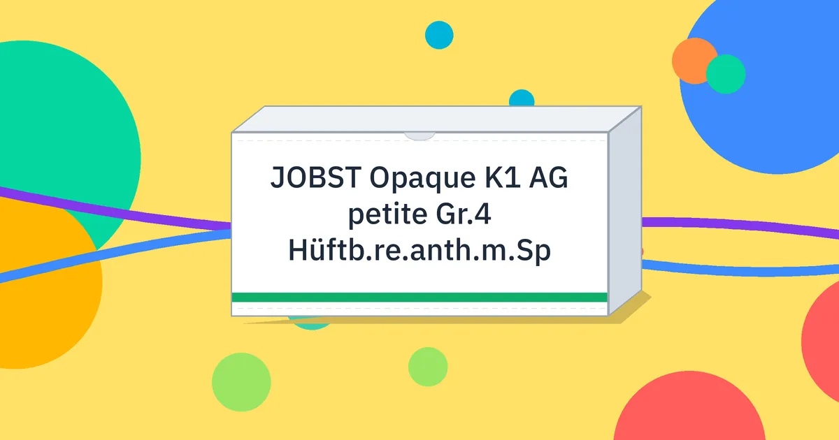 Symbolbild: Packung mit der Aufschrift JOBST Opaque K1 AG petite Gr.4 Hüftb.re.anth.m.Sp (PZN 16273102) – Verfügbarkeit und Bezug in Apotheken in Frankfurt am Main
