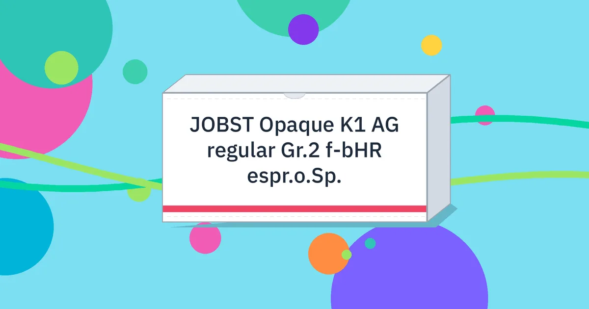 Symbolbild: Packung mit der Aufschrift JOBST Opaque K1 AG regular Gr.2 f-bHR espr.o.Sp. (PZN 16266929) – Verfügbarkeit und Bezug in Apotheken in Frankfurt am Main
