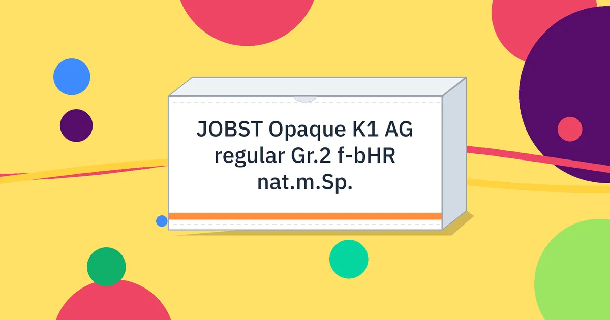 Symbolbild: Packung mit der Aufschrift JOBST Opaque K1 AG regular Gr.2 f-bHR nat.m.Sp. (PZN 13090677) – Verfügbarkeit und Bezug in Apotheken in Frankfurt am Main