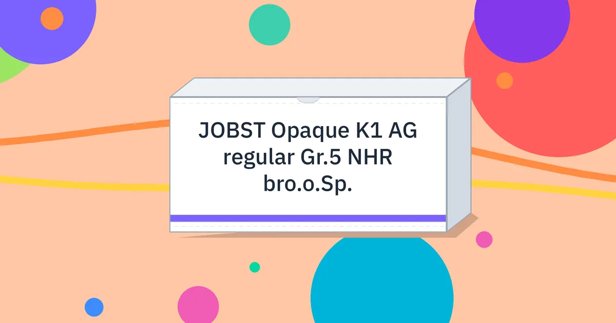 Symbolbild: Packung mit der Aufschrift JOBST Opaque K1 AG regular Gr.5 NHR bro.o.Sp. (PZN 13095077) – Verfügbarkeit und Bezug in Apotheken in Frankfurt am Main