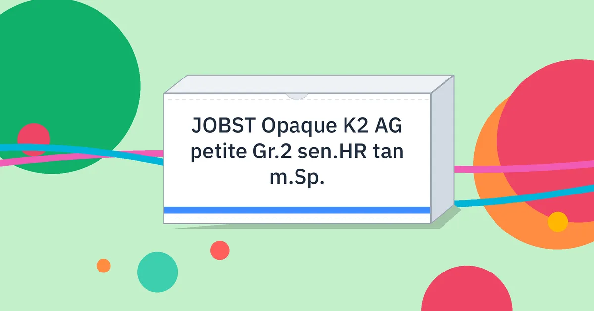 Symbolbild: Packung mit der Aufschrift JOBST Opaque K2 AG petite Gr.2 sen.HR tan m.Sp. (PZN 16285068) – Verfügbarkeit und Bezug in Apotheken in Frankfurt am Main