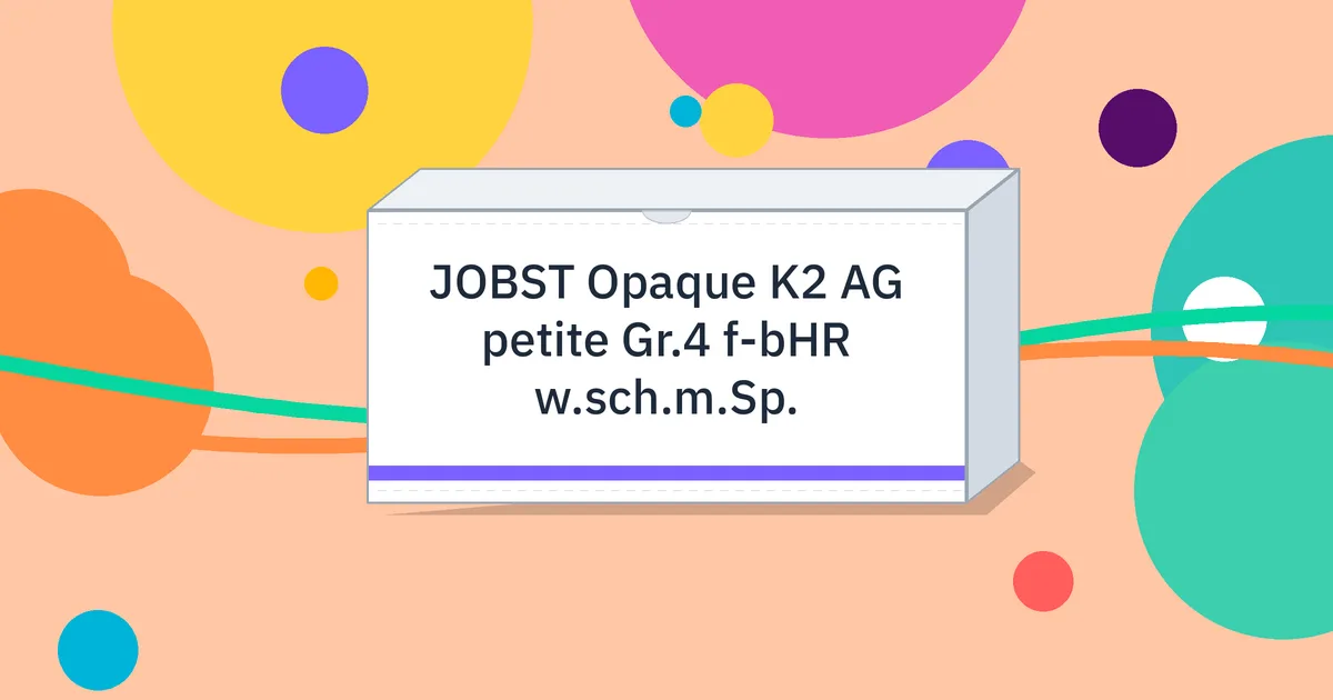 Symbolbild: Packung mit der Aufschrift JOBST Opaque K2 AG petite Gr.4 f-bHR w.sch.m.Sp. (PZN 11255884) – Verfügbarkeit und Bezug in Apotheken in Frankfurt am Main