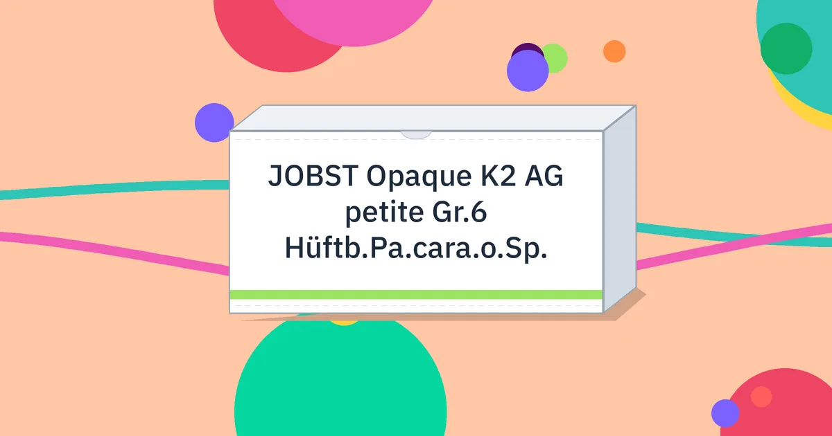 Symbolbild: Packung mit der Aufschrift JOBST Opaque K2 AG petite Gr.6 Hüftb.Pa.cara.o.Sp. (PZN 13114662) – Verfügbarkeit und Bezug in Apotheken in Frankfurt am Main