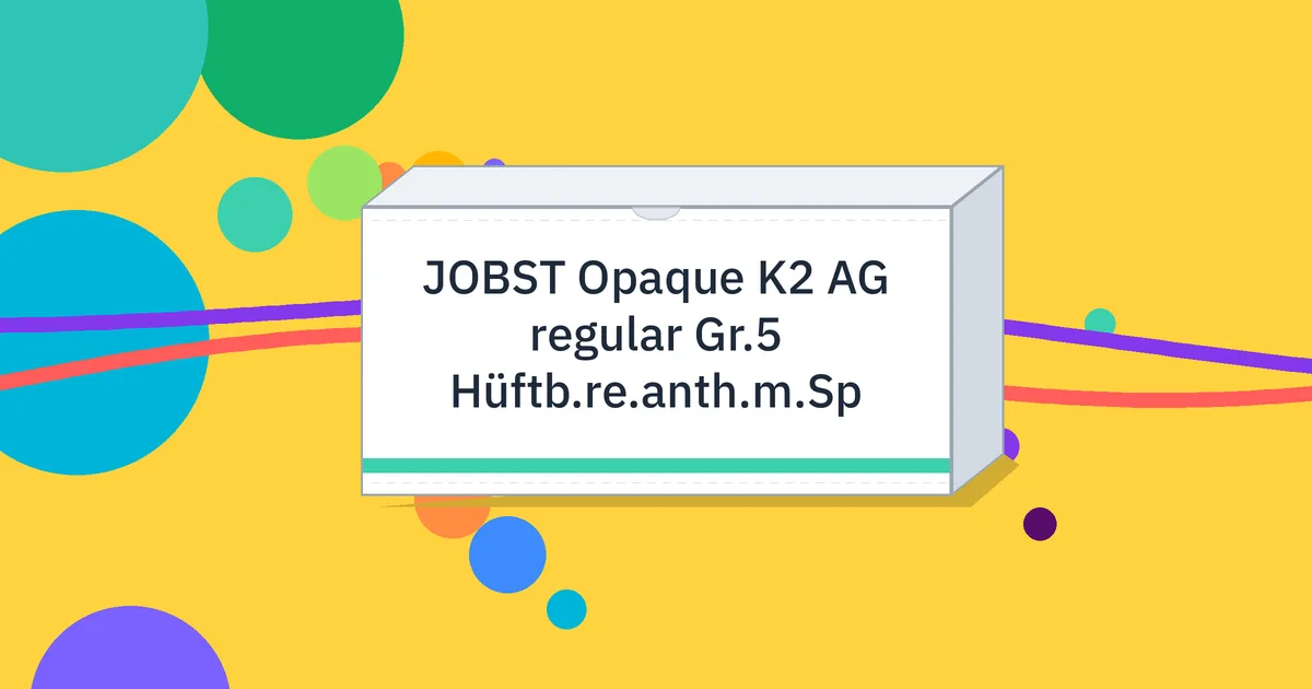 Symbolbild: Packung mit der Aufschrift JOBST Opaque K2 AG regular Gr.5 Hüftb.re.anth.m.Sp (PZN 16287736) – Verfügbarkeit und Bezug in Apotheken in Frankfurt am Main