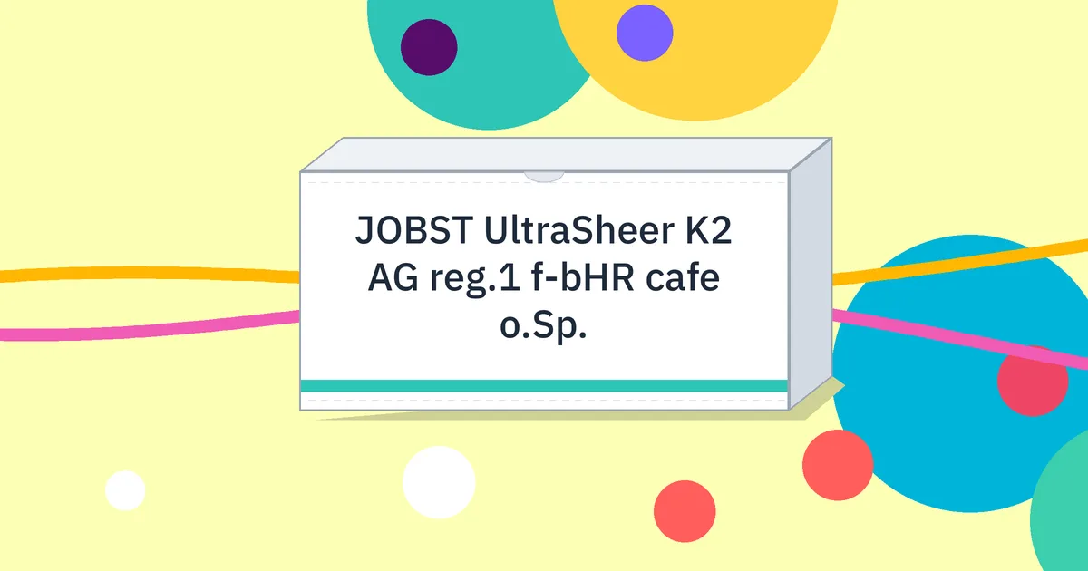 Symbolbild: Packung mit der Aufschrift JOBST UltraSheer K2 AG reg.1 f-bHR cafe o.Sp. (PZN 13145846) – Verfügbarkeit und Bezug in Apotheken in Frankfurt am Main