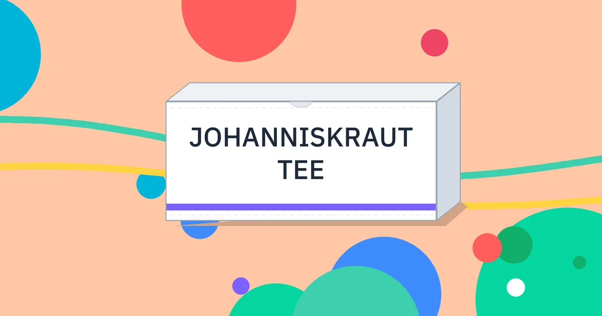 Symbolbild: Packung mit der Aufschrift JOHANNISKRAUT TEE (PZN 20278200) – Verfügbarkeit und Bezug in Apotheken in Frankfurt am Main