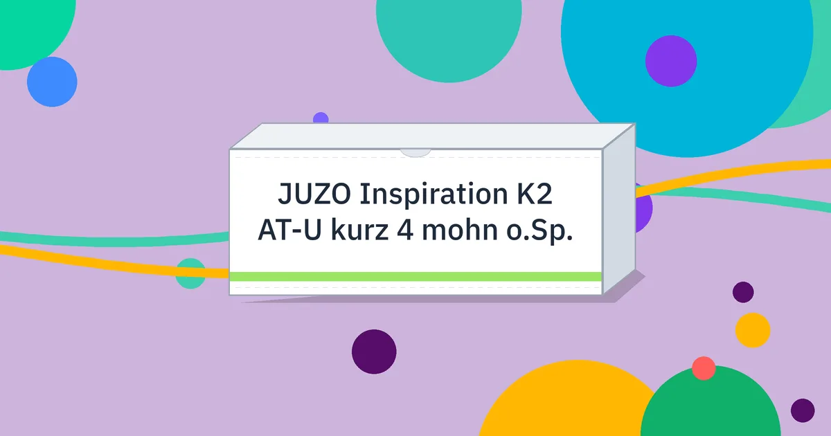 Symbolbild: Packung mit der Aufschrift JUZO Inspiration K2 AT-U kurz 4 mohn o.Sp. (PZN 14929202) – Verfügbarkeit und Bezug in Apotheken in Frankfurt am Main