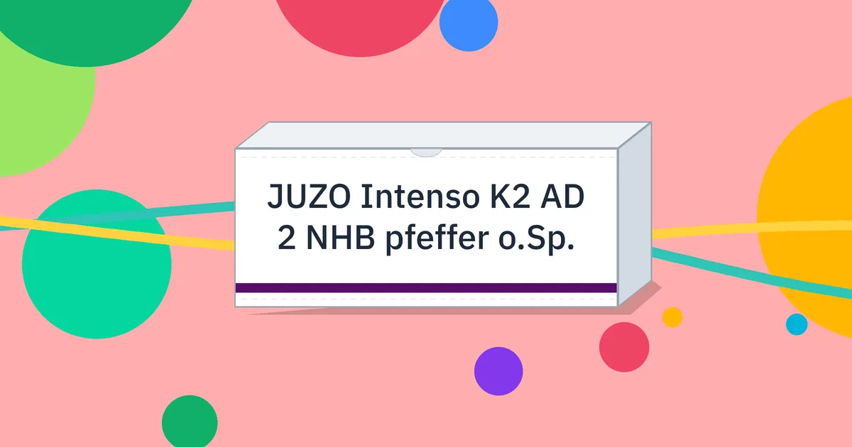 Symbolbild: Packung mit der Aufschrift JUZO Intenso K2 AD 2 NHB pfeffer o.Sp. (PZN 18620186) – Verfügbarkeit und Bezug in Apotheken in Frankfurt am Main