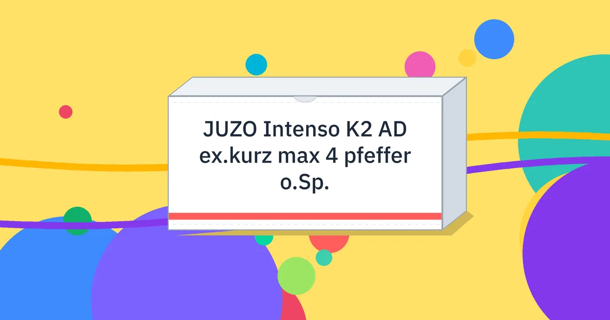 Symbolbild: Packung mit der Aufschrift JUZO Intenso K2 AD ex.kurz max 4 pfeffer o.Sp. (PZN 18617310) – Verfügbarkeit und Bezug in Apotheken in Frankfurt am Main