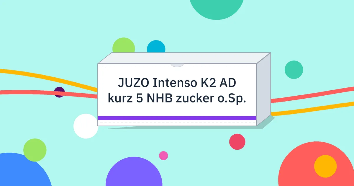 Symbolbild: Packung mit der Aufschrift JUZO Intenso K2 AD kurz 5 NHB zucker o.Sp. (PZN 18621323) – Verfügbarkeit und Bezug in Apotheken in Frankfurt am Main