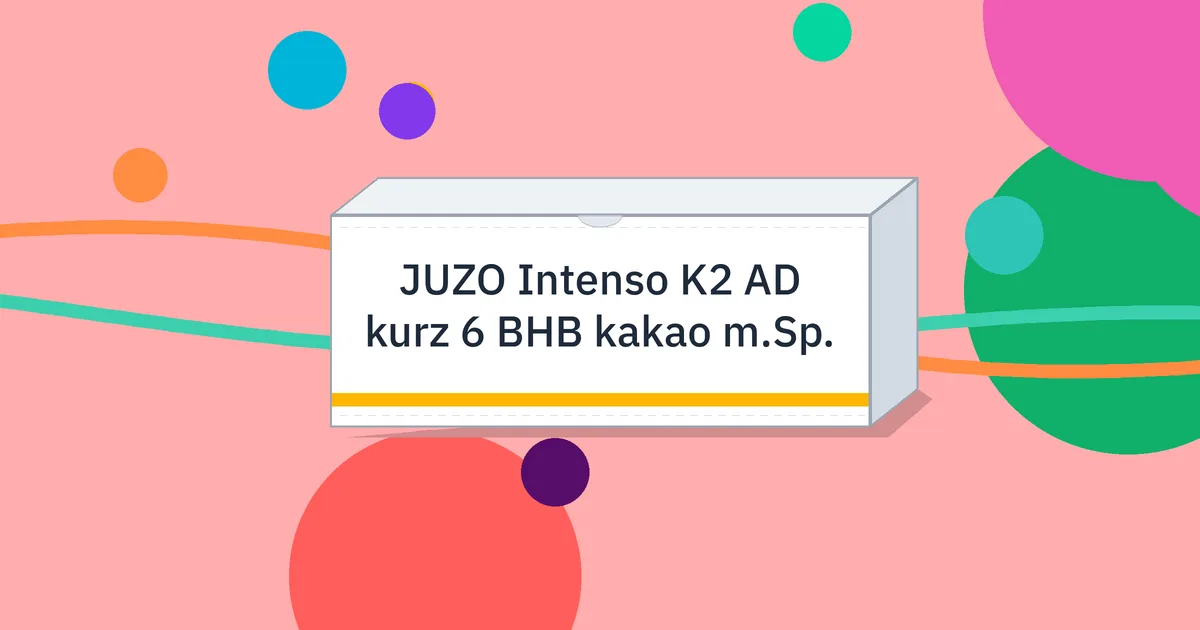 Symbolbild: Packung mit der Aufschrift JUZO Intenso K2 AD kurz 6 BHB kakao m.Sp. (PZN 18614814) – Verfügbarkeit und Bezug in Apotheken in Frankfurt am Main