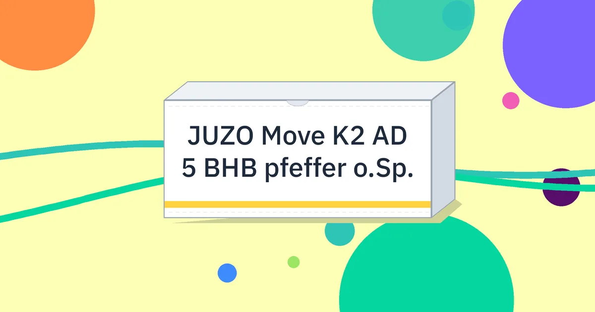 Symbolbild: Packung mit der Aufschrift JUZO Move K2 AD 5 BHB pfeffer o.Sp. (PZN 16341631) – Verfügbarkeit und Bezug in Apotheken in Frankfurt am Main