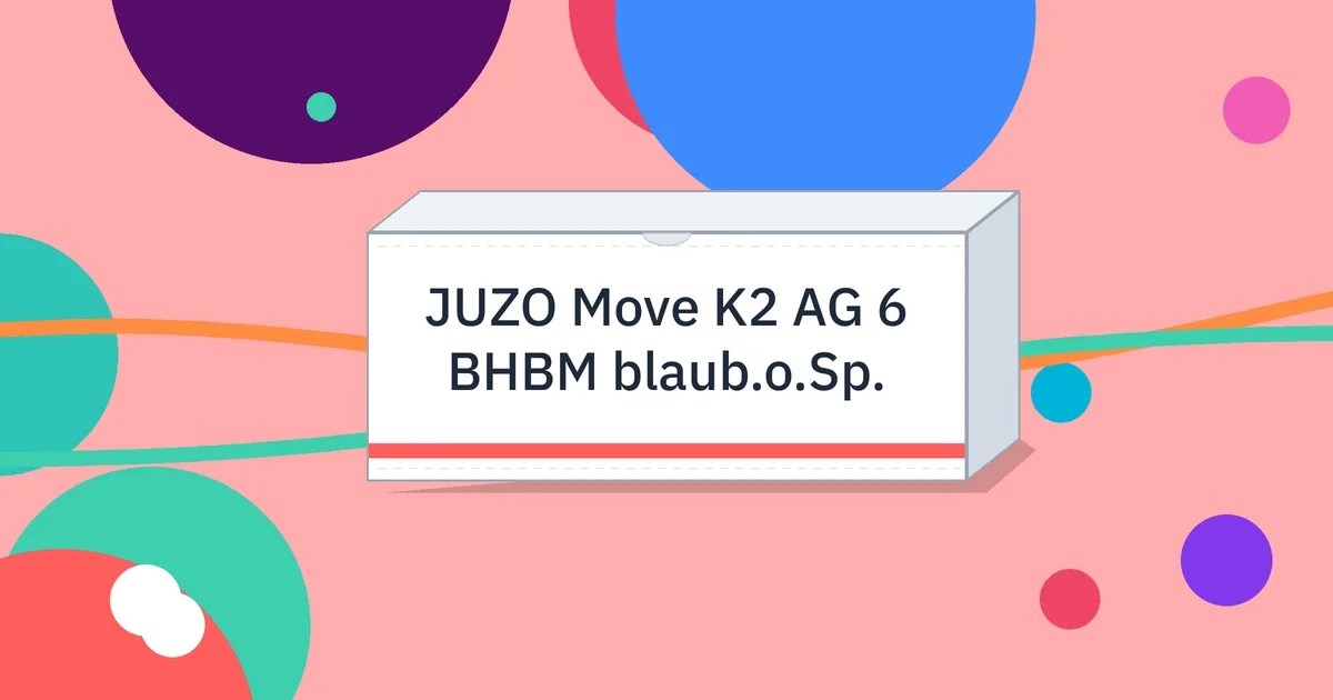 Symbolbild: Packung mit der Aufschrift JUZO Move K2 AG 6 BHBM blaub.o.Sp. (PZN 18558228) – Verfügbarkeit und Bezug in Apotheken in Frankfurt am Main