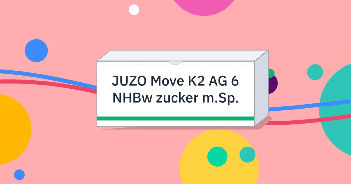Symbolbild: Packung mit der Aufschrift JUZO Move K2 AG 6 NHBw zucker m.Sp. (PZN 18523069) – Verfügbarkeit und Bezug in Apotheken in Frankfurt am Main