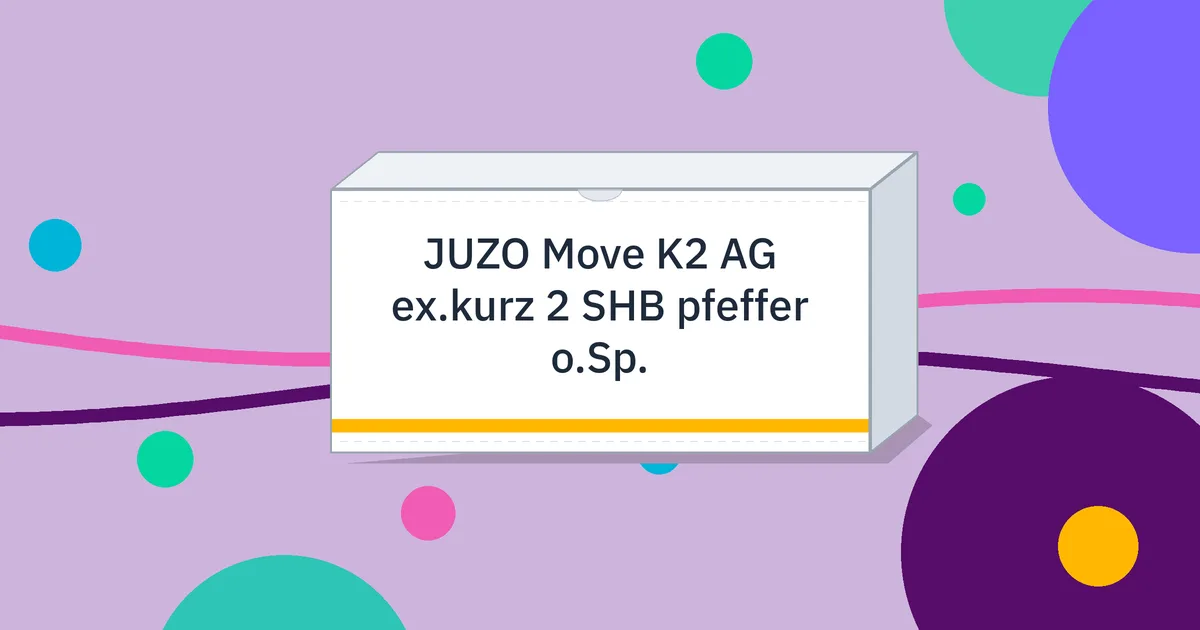 Symbolbild: Packung mit der Aufschrift JUZO Move K2 AG ex.kurz 2 SHB pfeffer o.Sp. (PZN 16651805) – Verfügbarkeit und Bezug in Apotheken in Frankfurt am Main