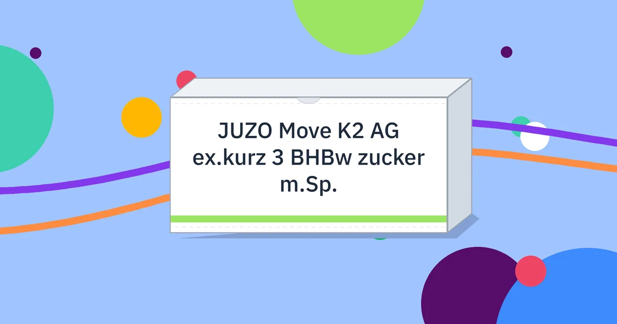 Symbolbild: Packung mit der Aufschrift JUZO Move K2 AG ex.kurz 3 BHBw zucker m.Sp. (PZN 18532252) – Verfügbarkeit und Bezug in Apotheken in Frankfurt am Main
