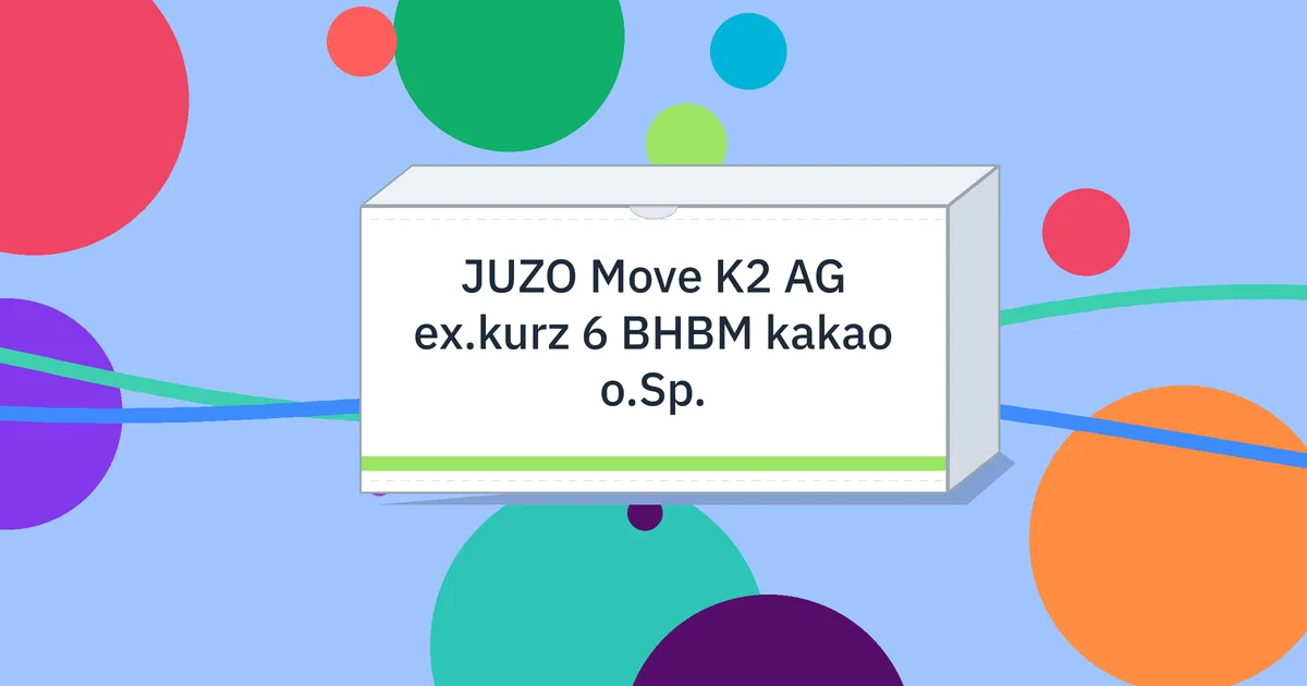 Symbolbild: Packung mit der Aufschrift JUZO Move K2 AG ex.kurz 6 BHBM kakao o.Sp. (PZN 18566280) – Verfügbarkeit und Bezug in Apotheken in Frankfurt am Main