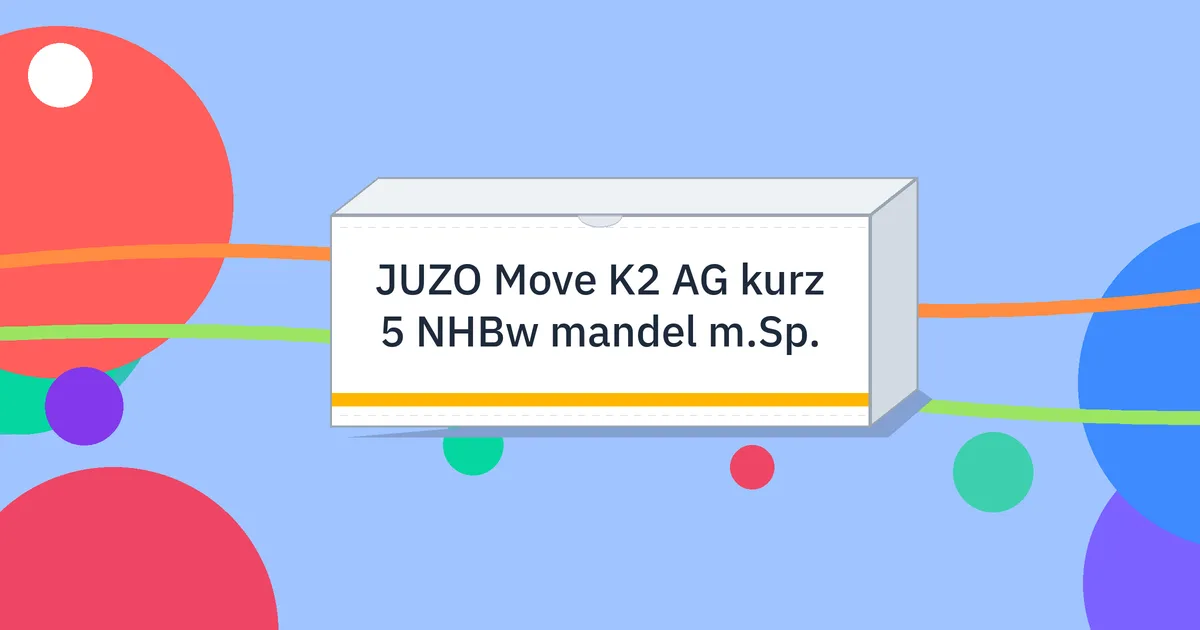 Symbolbild: Packung mit der Aufschrift JUZO Move K2 AG kurz 5 NHBw mandel m.Sp. (PZN 16640919) – Verfügbarkeit und Bezug in Apotheken in Frankfurt am Main