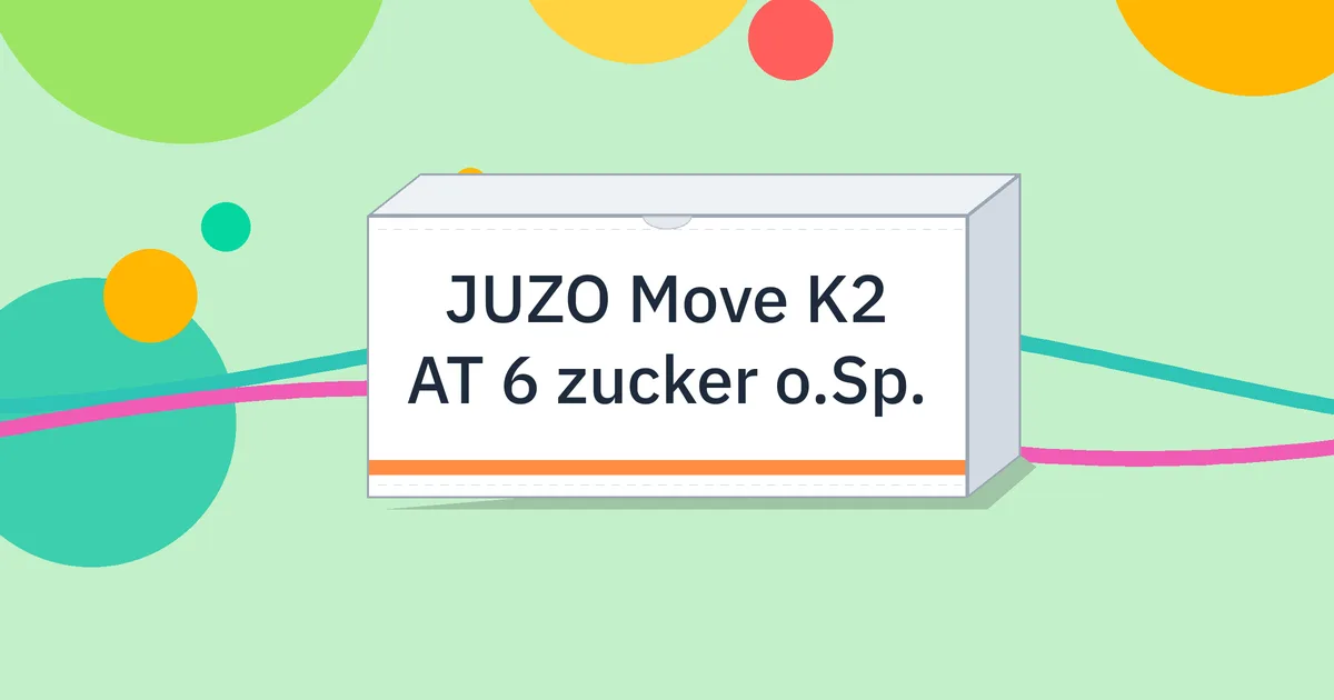 Symbolbild: Packung mit der Aufschrift JUZO Move K2 AT 6 zucker o.Sp. (PZN 20669001) – Verfügbarkeit und Bezug in Apotheken in Frankfurt am Main
