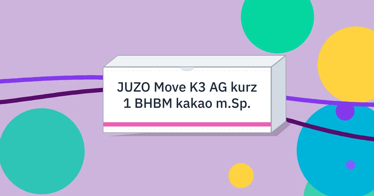 Symbolbild: Packung mit der Aufschrift JUZO Move K3 AG kurz 1 BHBM kakao m.Sp. (PZN 18591970) – Verfügbarkeit und Bezug in Apotheken in Frankfurt am Main