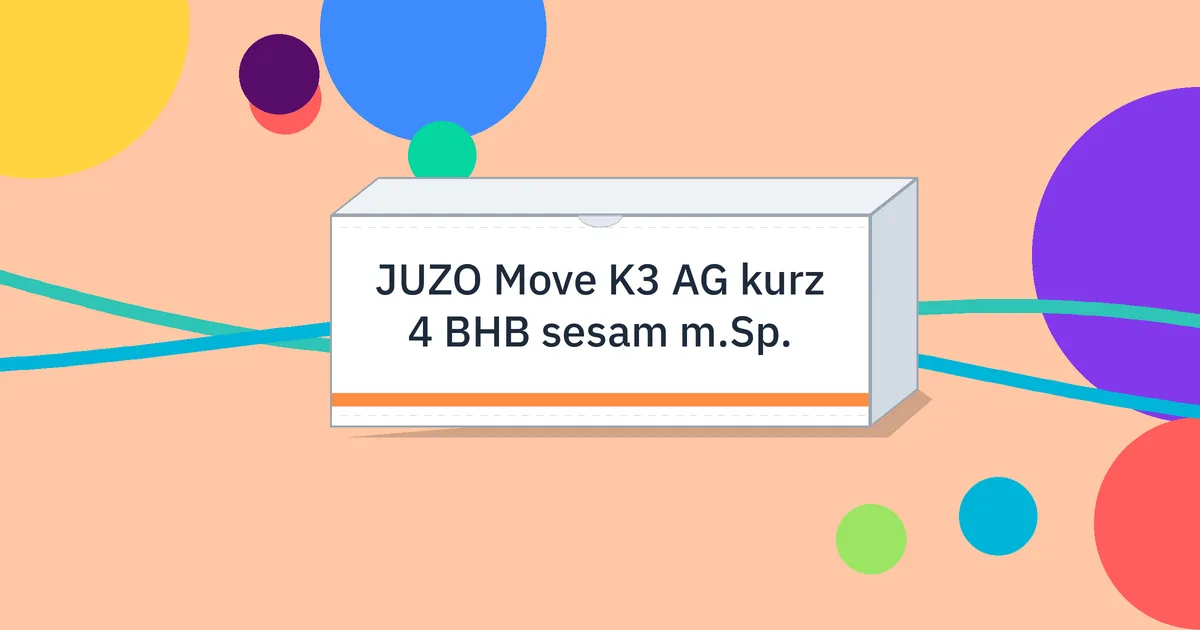 Symbolbild: Packung mit der Aufschrift JUZO Move K3 AG kurz 4 BHB sesam m.Sp. (PZN 18579644) – Verfügbarkeit und Bezug in Apotheken in Frankfurt am Main