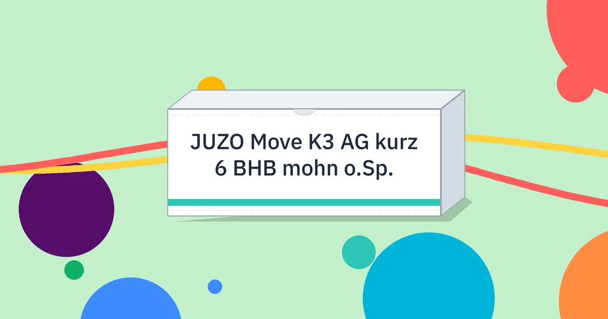 Symbolbild: Packung mit der Aufschrift JUZO Move K3 AG kurz 6 BHB mohn o.Sp. (PZN 18593526) – Verfügbarkeit und Bezug in Apotheken in Frankfurt am Main