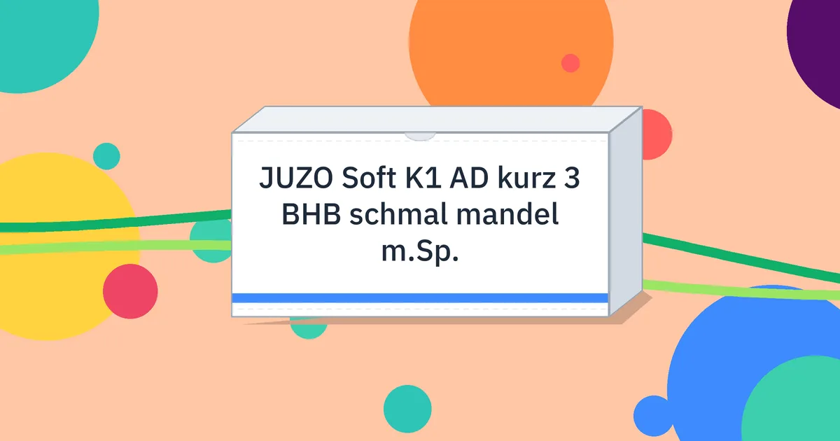 Symbolbild: Packung mit der Aufschrift JUZO Soft K1 AD kurz 3 BHB schmal mandel m.Sp. (PZN 15461853) – Verfügbarkeit und Bezug in Apotheken in Frankfurt am Main