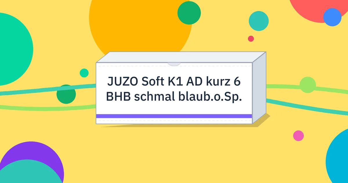 Symbolbild: Packung mit der Aufschrift JUZO Soft K1 AD kurz 6 BHB schmal blaub.o.Sp. (PZN 15463846) – Verfügbarkeit und Bezug in Apotheken in Frankfurt am Main
