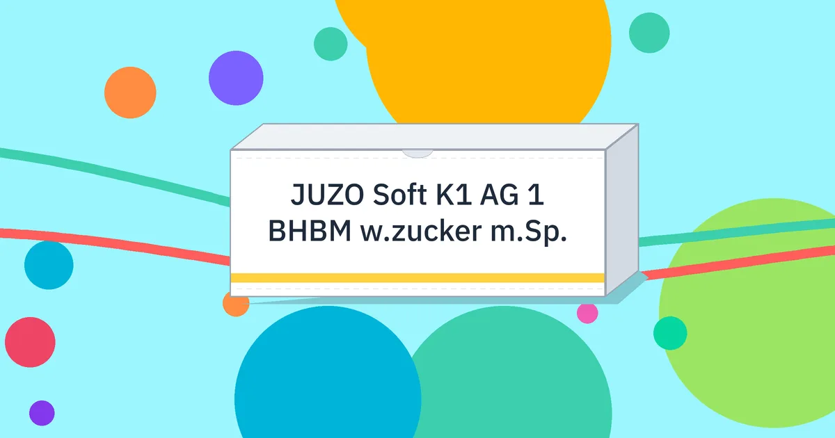 Symbolbild: Packung mit der Aufschrift JUZO Soft K1 AG 1 BHBM w.zucker m.Sp. (PZN 14862604) – Verfügbarkeit und Bezug in Apotheken in Frankfurt am Main