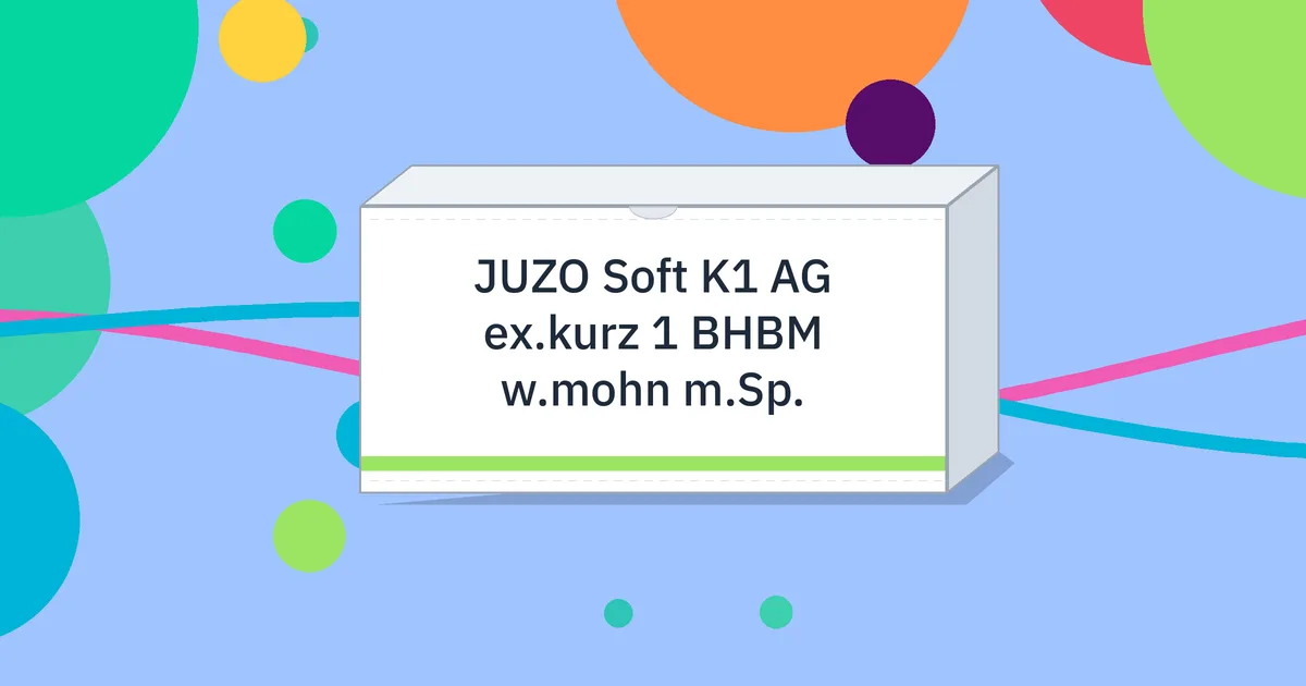 Symbolbild: Packung mit der Aufschrift JUZO Soft K1 AG ex.kurz 1 BHBM w.mohn m.Sp. (PZN 14864425) – Verfügbarkeit und Bezug in Apotheken in Frankfurt am Main