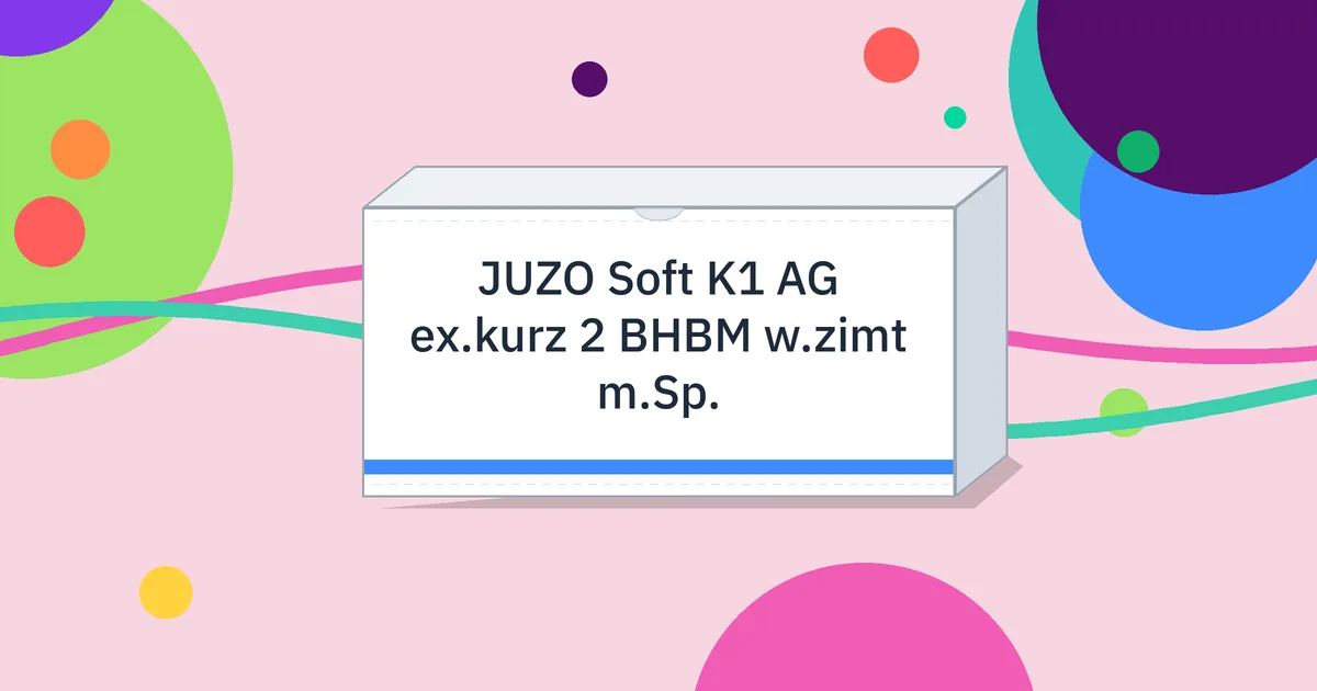 Symbolbild: Packung mit der Aufschrift JUZO Soft K1 AG ex.kurz 2 BHBM w.zimt m.Sp. (PZN 14864081) – Verfügbarkeit und Bezug in Apotheken in Frankfurt am Main