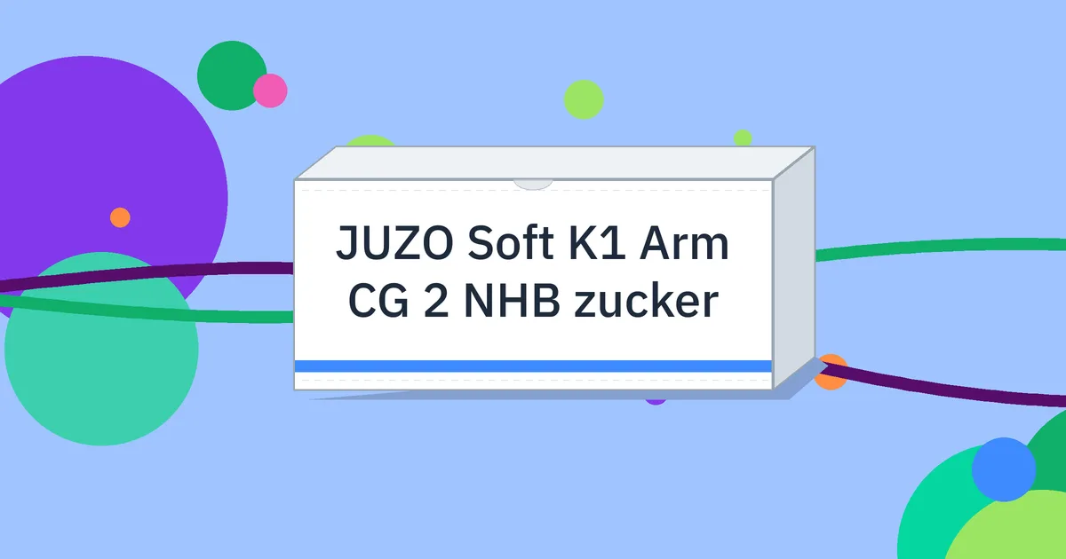 Symbolbild: Packung mit der Aufschrift JUZO Soft K1 Arm CG 2 NHB zucker (PZN 15506811) – Verfügbarkeit und Bezug in Apotheken in Frankfurt am Main