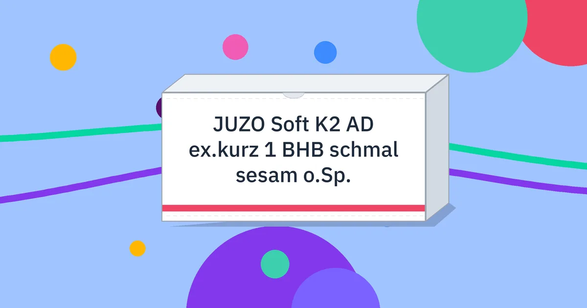 Symbolbild: Packung mit der Aufschrift JUZO Soft K2 AD ex.kurz 1 BHB schmal sesam o.Sp. (PZN 15468312) – Verfügbarkeit und Bezug in Apotheken in Frankfurt am Main